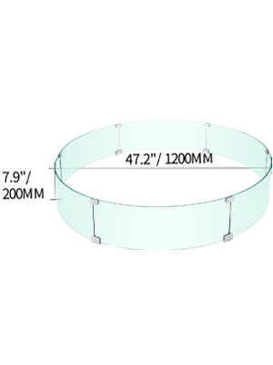 VEVOR Fire Pit Wind Guard, 47 x 47 x 8 Inch Glass Flame Guard, Round ...