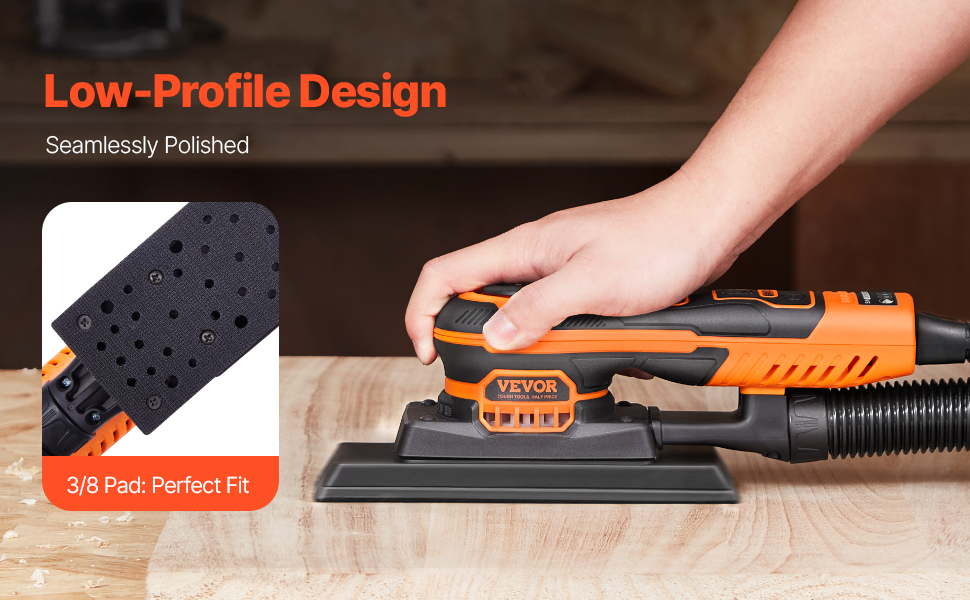 VEVOR 3/8 Sheet Sander 350W 6 Speeds Brushless Finishing Sander for ...