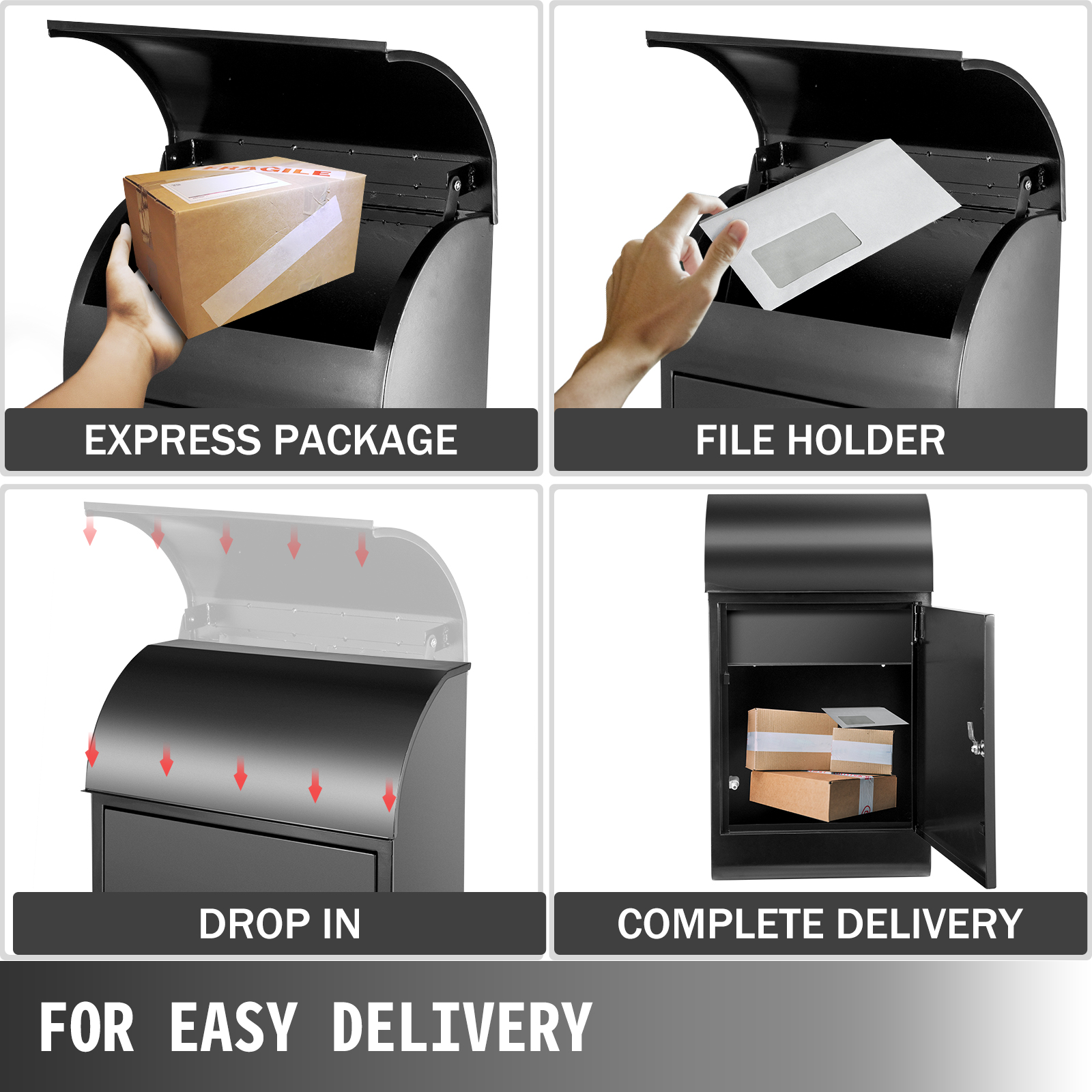 Vevor Steel Locking Extra Large Drop Box Wall Mounted Mailbox For Home ...