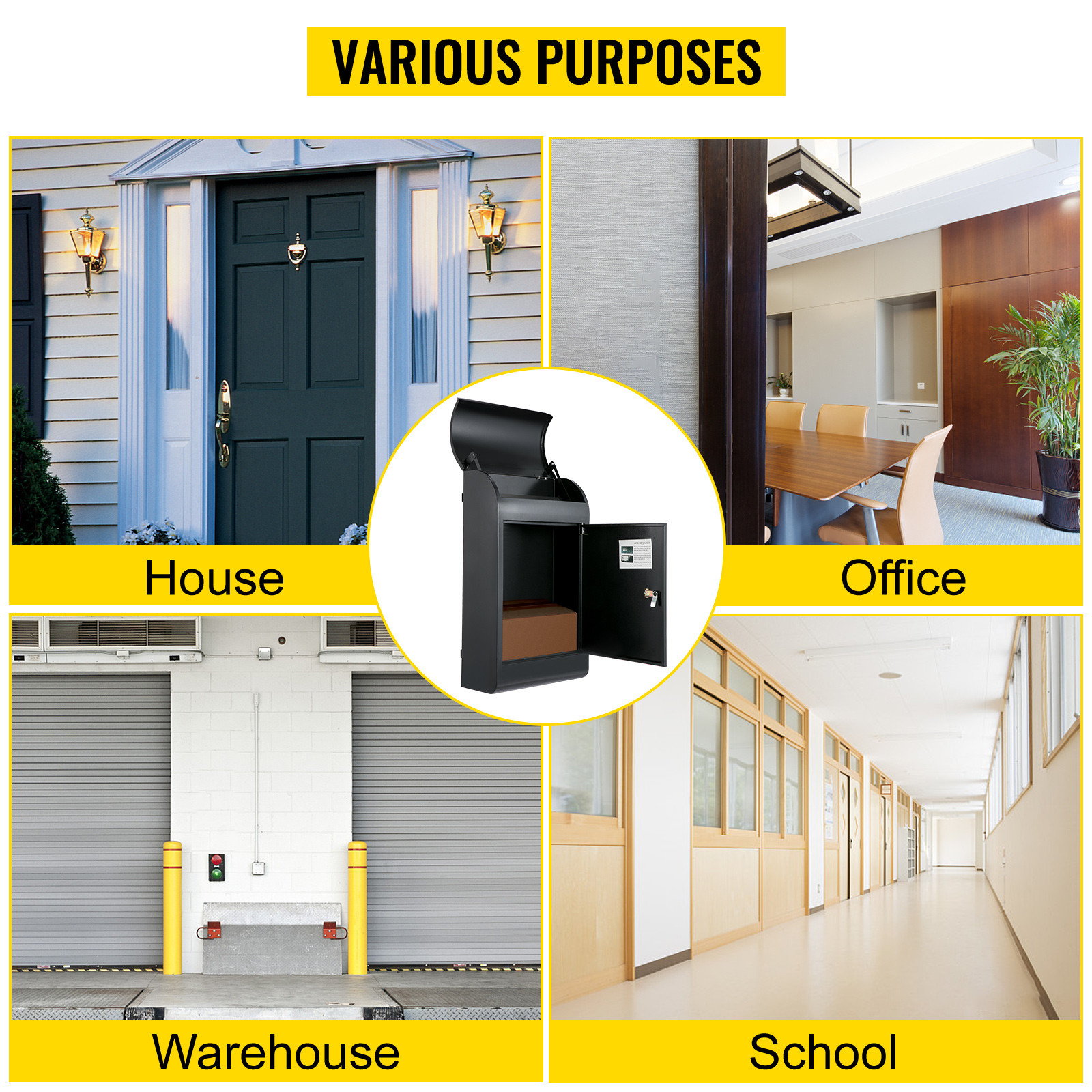 Wall Mount Mailbox Drop Box Steel Extra Large Mailbox With Locked Key ...