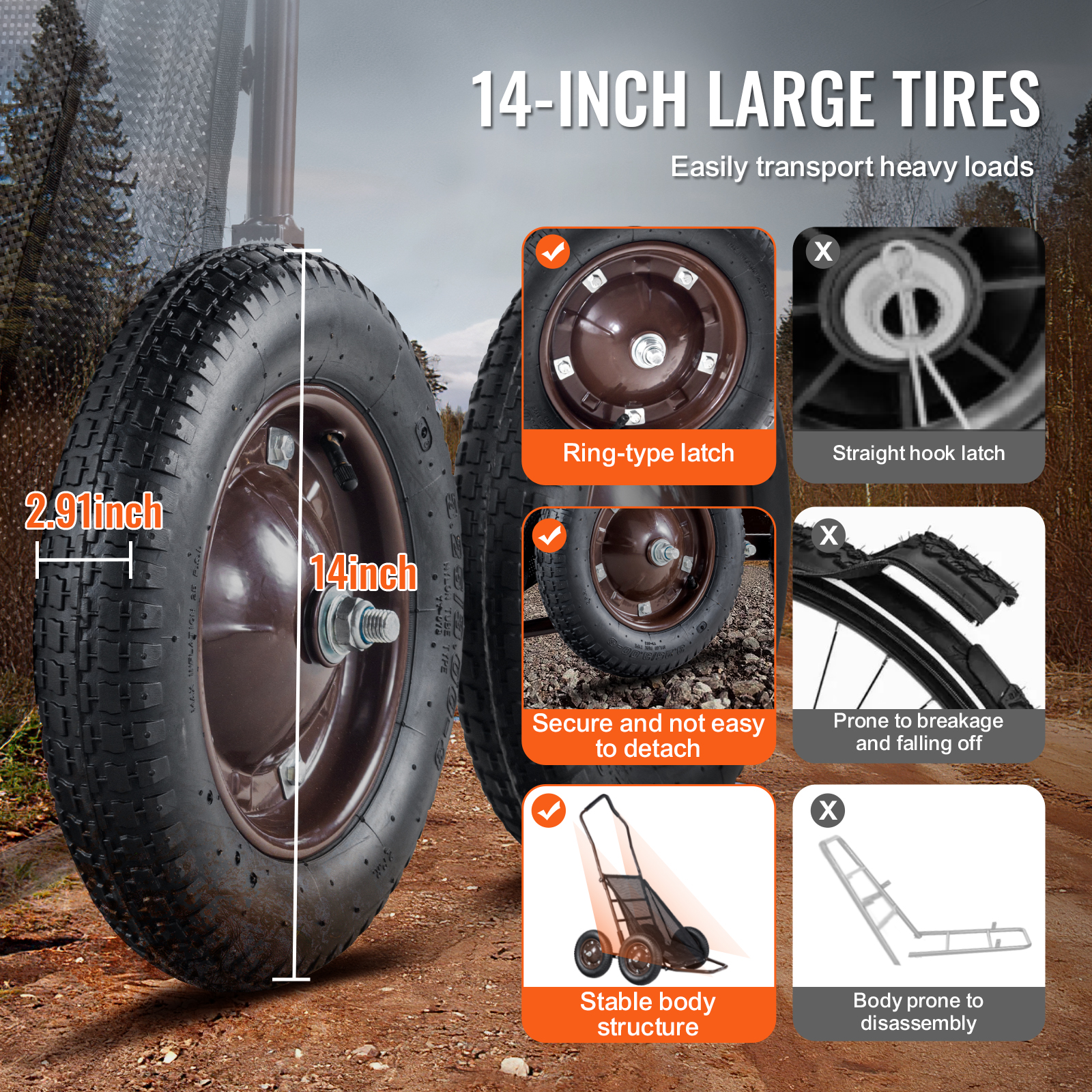 Folding Deer Cart Game Hauler Utility Gear Dolly 500/300 LBS Capacity ...