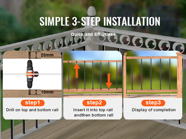 VEVOR Staircase Metal Balusters, 3/4'' Round x 32'' Long Aluminum ...