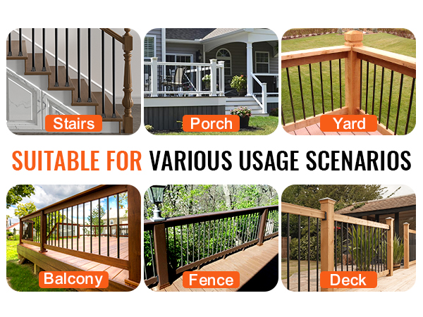 VEVOR Staircase Metal Balusters, 3/4'' Round x 32'' Long Aluminum ...