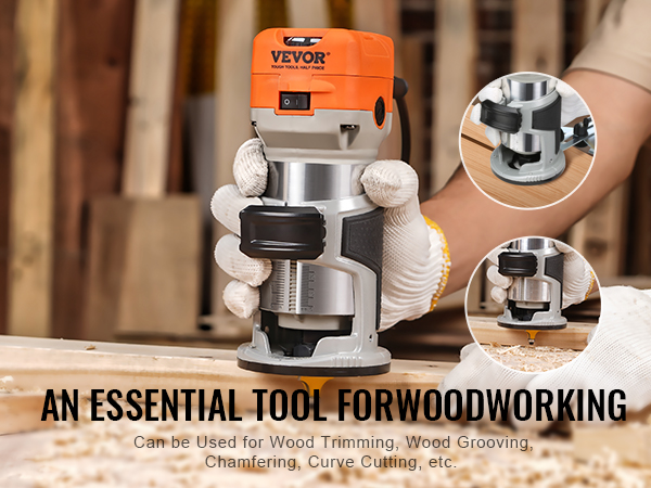 VEVOR Wood Router, 1.25HP 800W, Compact Wood Trimmer Router Tool ...