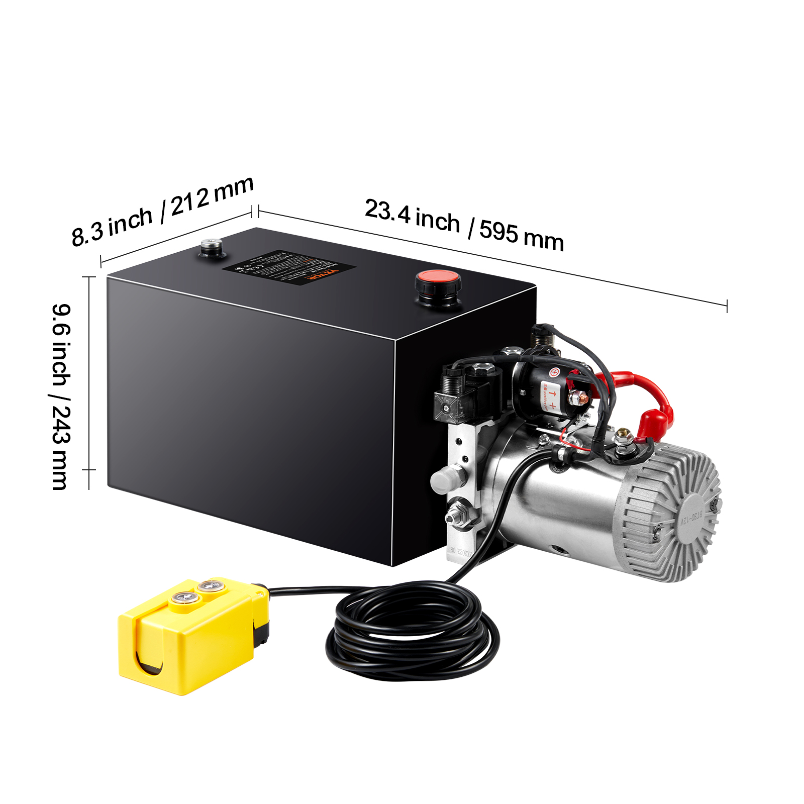 VEVOR Pompe Hydraulique DC 12 V 14 L Groupe Hydraulique Double Effet Debit deHuile 3,44 L/min ...