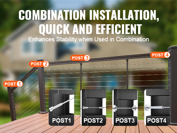 VEVOR 20 Pack Invisible Cable Railing kit, T316 Stainless Steel 1/8 ...