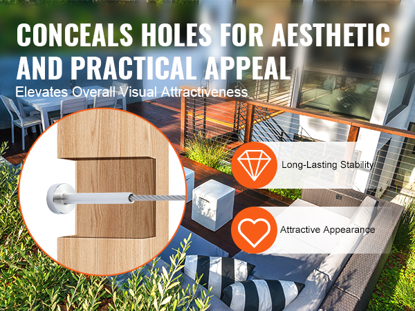 VEVOR 20 Pack Invisible Cable Railing kit, T316 Stainless Steel 1/8 ...