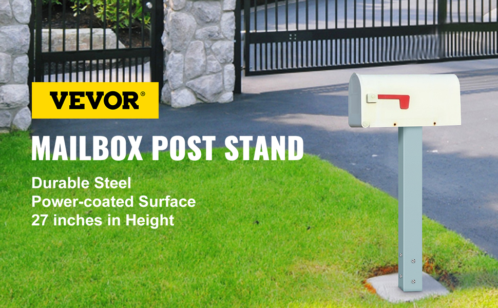 VEVOR Mailbox Post, 27" High Mailbox Stand, Granite Powder-Coated Mail ...