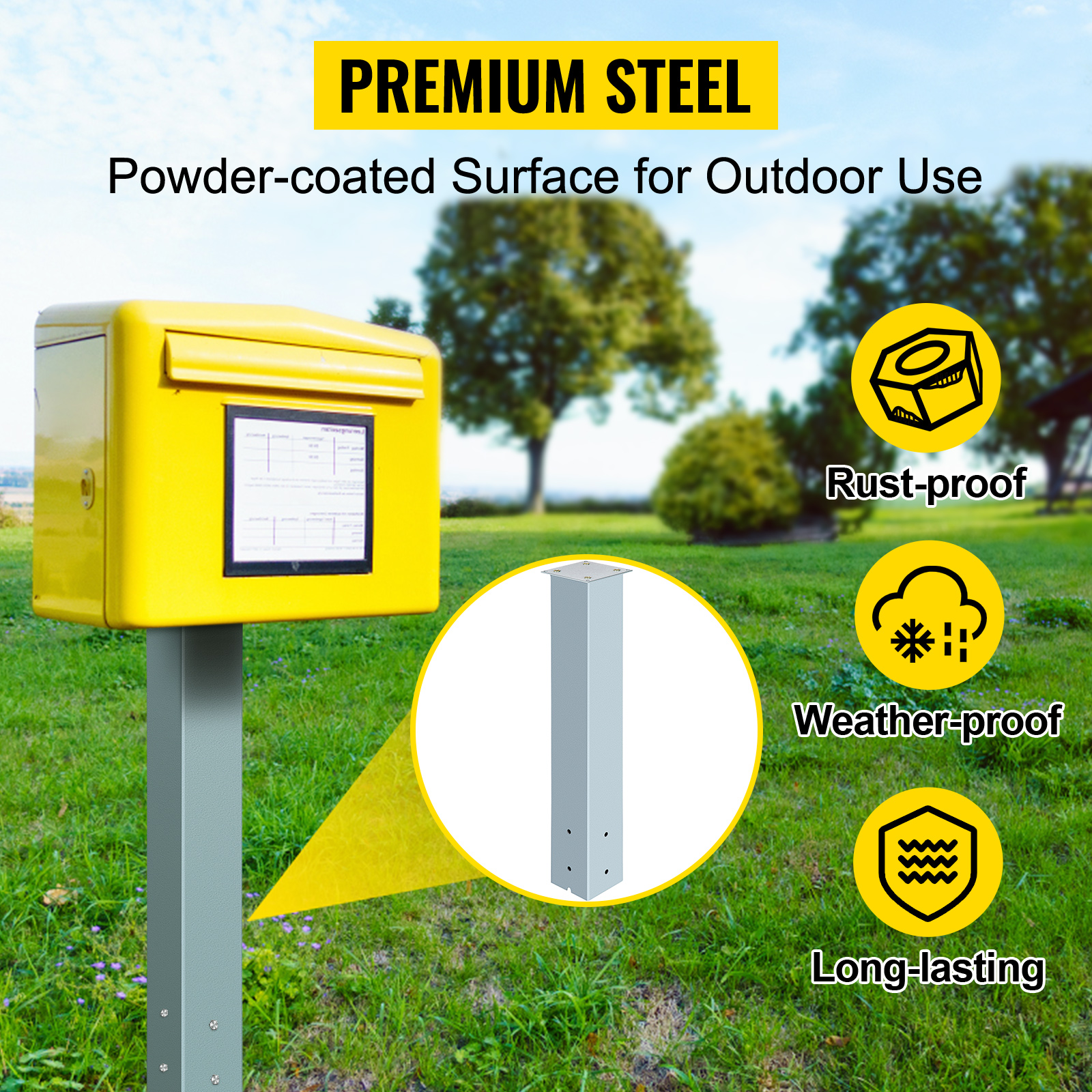 VEVOR Mailbox Post, 27" High Mailbox Stand, Granite Powder-Coated Mail ...