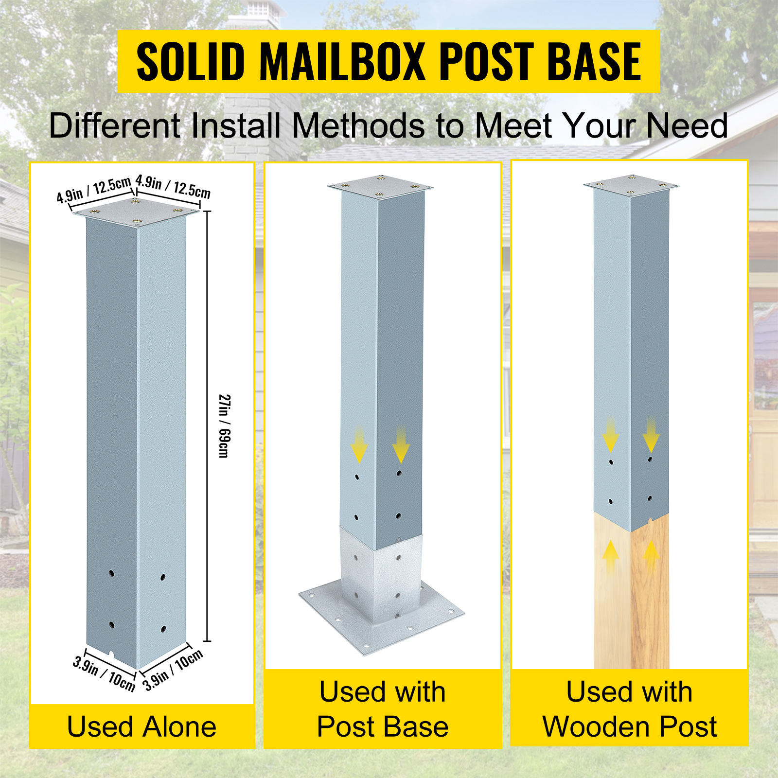 VEVOR Mailbox Post, 27" High Mailbox Stand, Granite Powder-Coated Mail ...