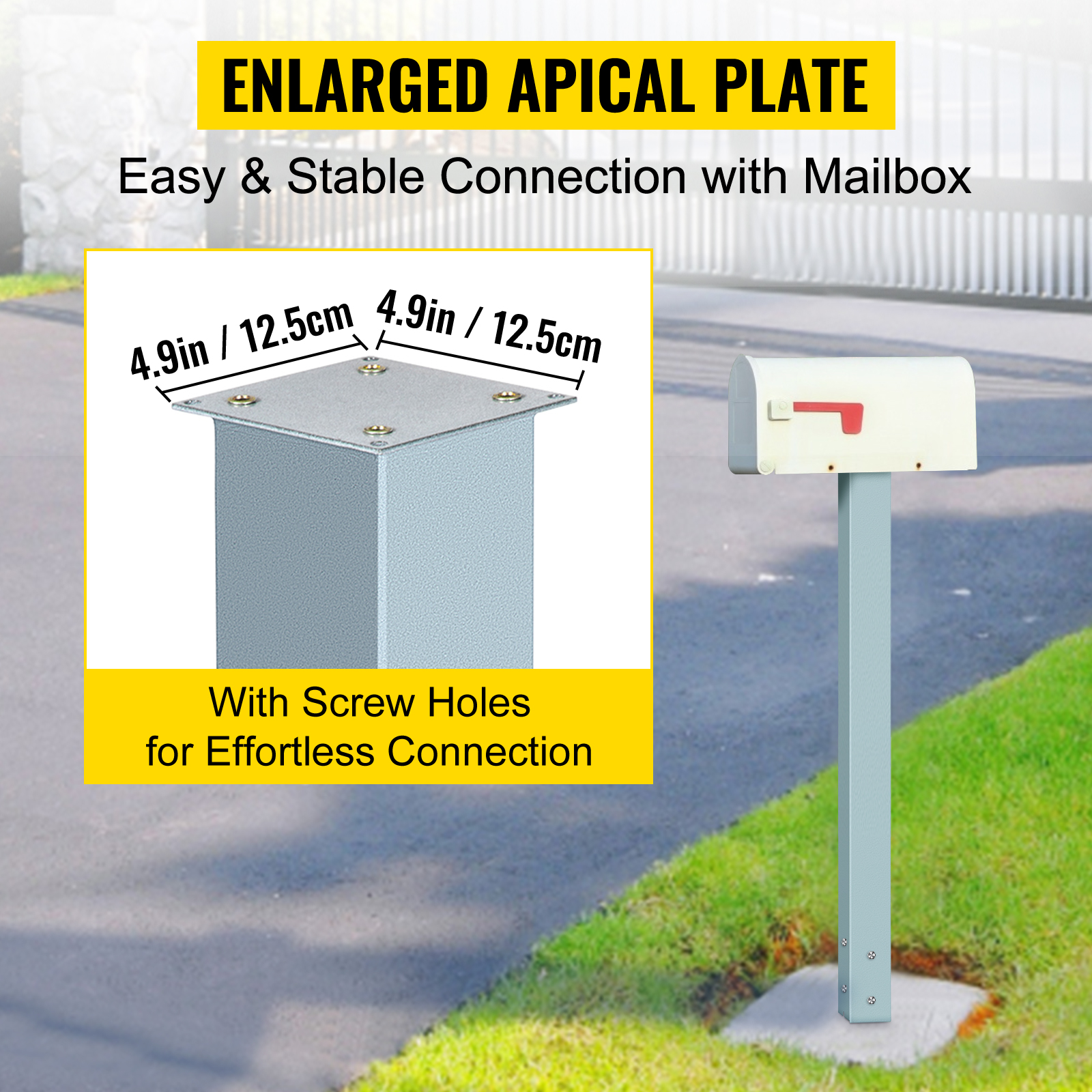 VEVOR Mailbox Post, 43" High Mailbox Stand, Granite Powder-Coated Mail ...