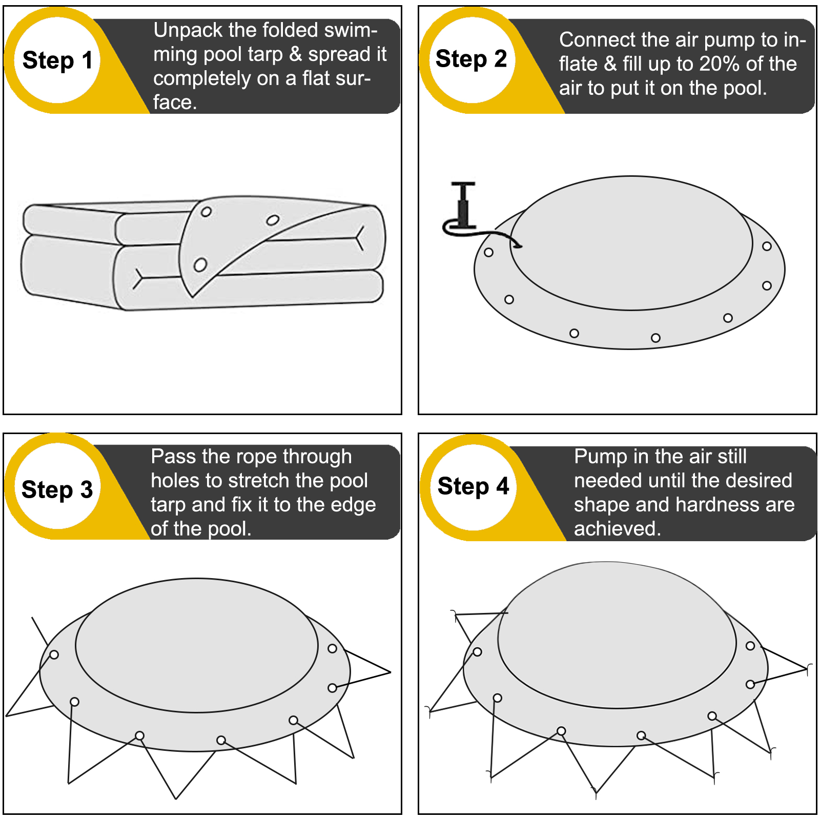Vevor Inflatable Pool Cover Pool Safety Cover 16.4 Ft Dia. In-ground ...