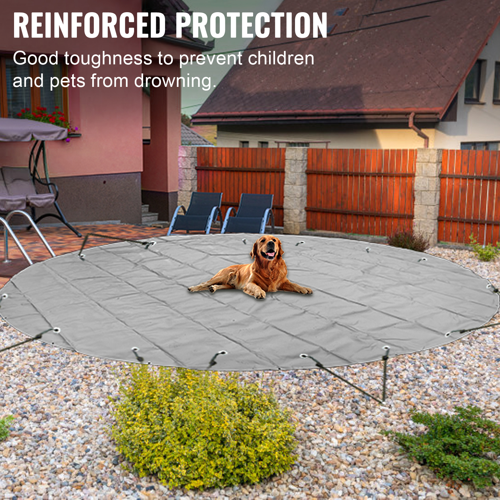 Vevor Pool Safety Cover In-ground Pool Cover 16 Ft Dia. Pvc Pool Cover ...