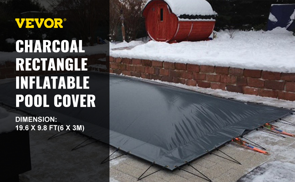 Vevor Inflatable Pool Cover Pool Safety Cover 19.6x9.8ft In-ground Pvc ...