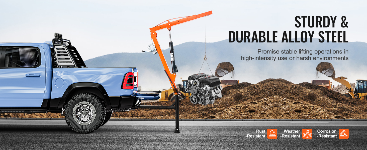 VEVOR Hydraulic Pickup Truck Crane Hoist Crane 500 lbs 360° Swivel ...