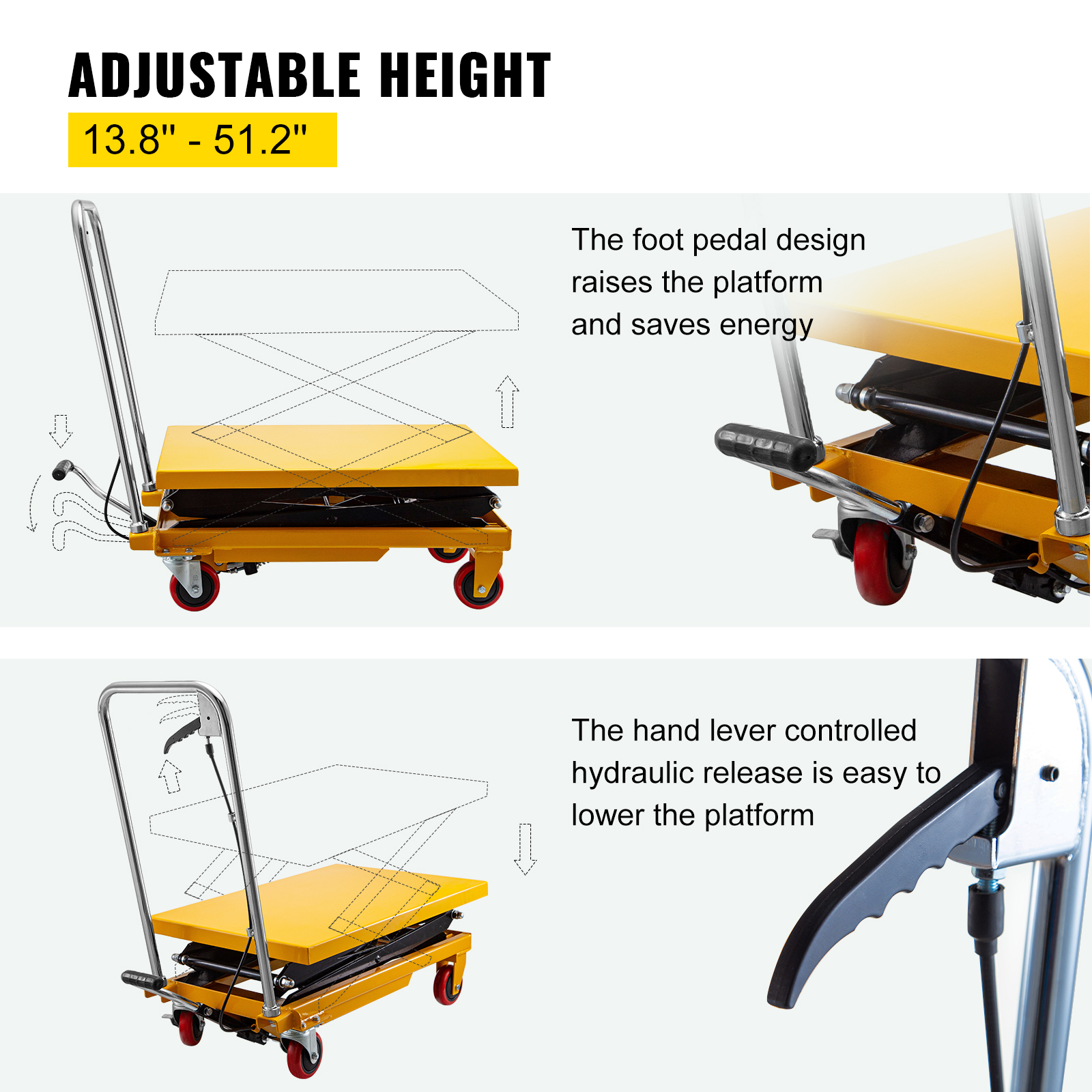Hydraulic Scissor Lift Trolley 350KG Scissor Lift Platform Max Height ...