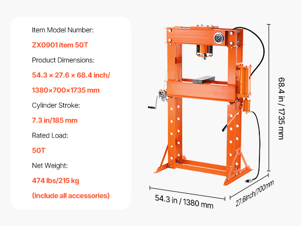 Hydraulický lis v dielni VEVOR 50 T Hydraulický lis s lisovacou doskou ...
