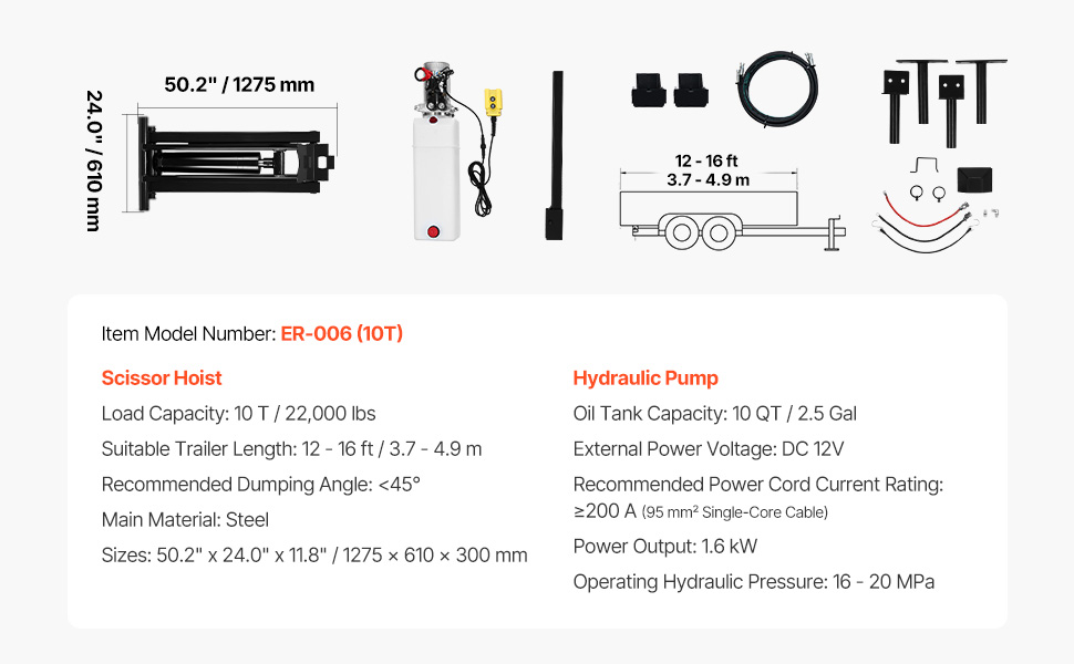 Hydraulic Scissor Hoist Kit 10T Hydraulic Dump Lift Kit for Dump ...