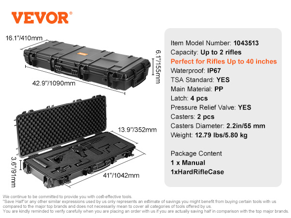 VEVOR Tactical Range Case, Outdoor Tactical Hard Case with 3 Layers ...