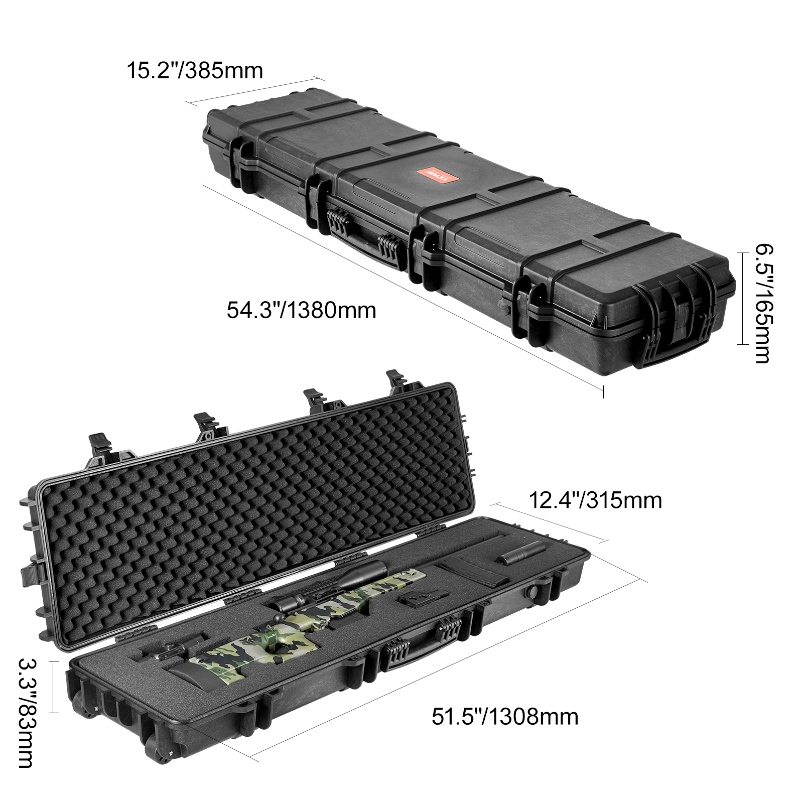 VEVOR Rifle Case, Rifle Hard Case with 3 Layers Fully-protective Foams ...