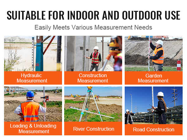 VEVOR Aluminum Grade Rod, 25-Feet/10ths 6 Sections Telescopic Measuring ...