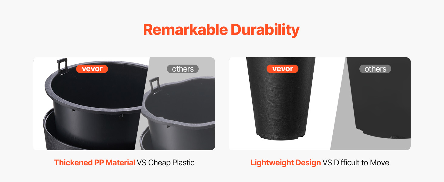 Tall Planter Set of 2 Round Tapered Plant Pots 24 in for Outdoor Indoor ...