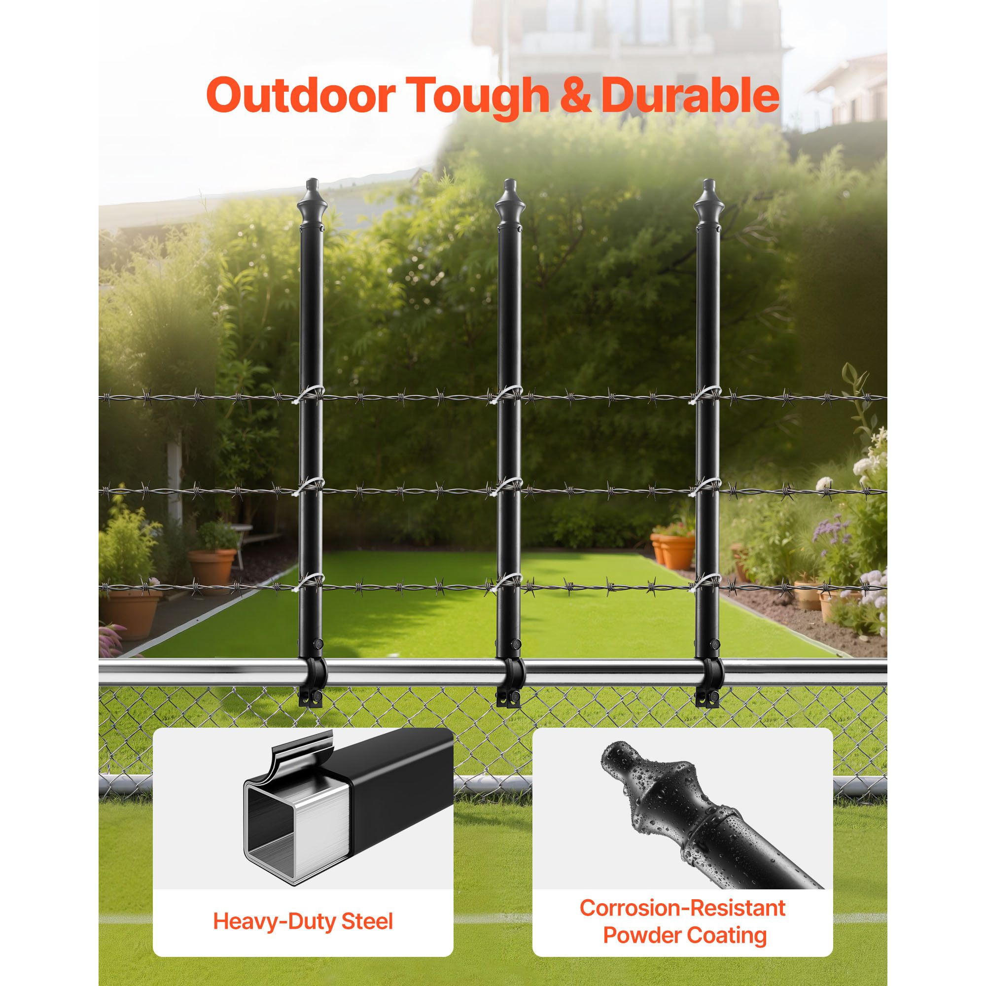 Mophorn Chain Link Fence Extensions, Set of 9, 27.4" Height Increase ...