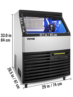 VEVOR Máquina para Hacer Hielo Comercial 120KG/24H Panel Control Inteligente LED | VEVOR MX
