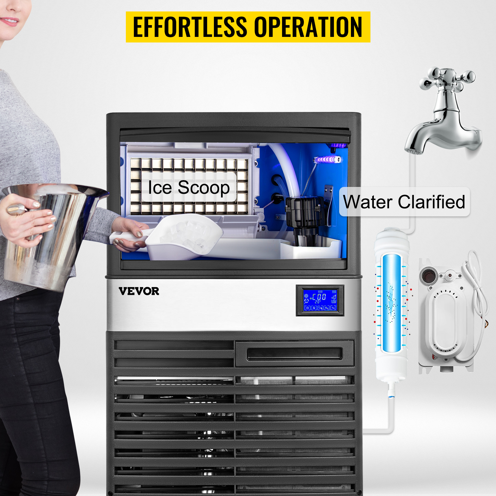 VEVOR 110V Commercial ice Maker Machine 110LBS/24H with 39LBS Bin and ...