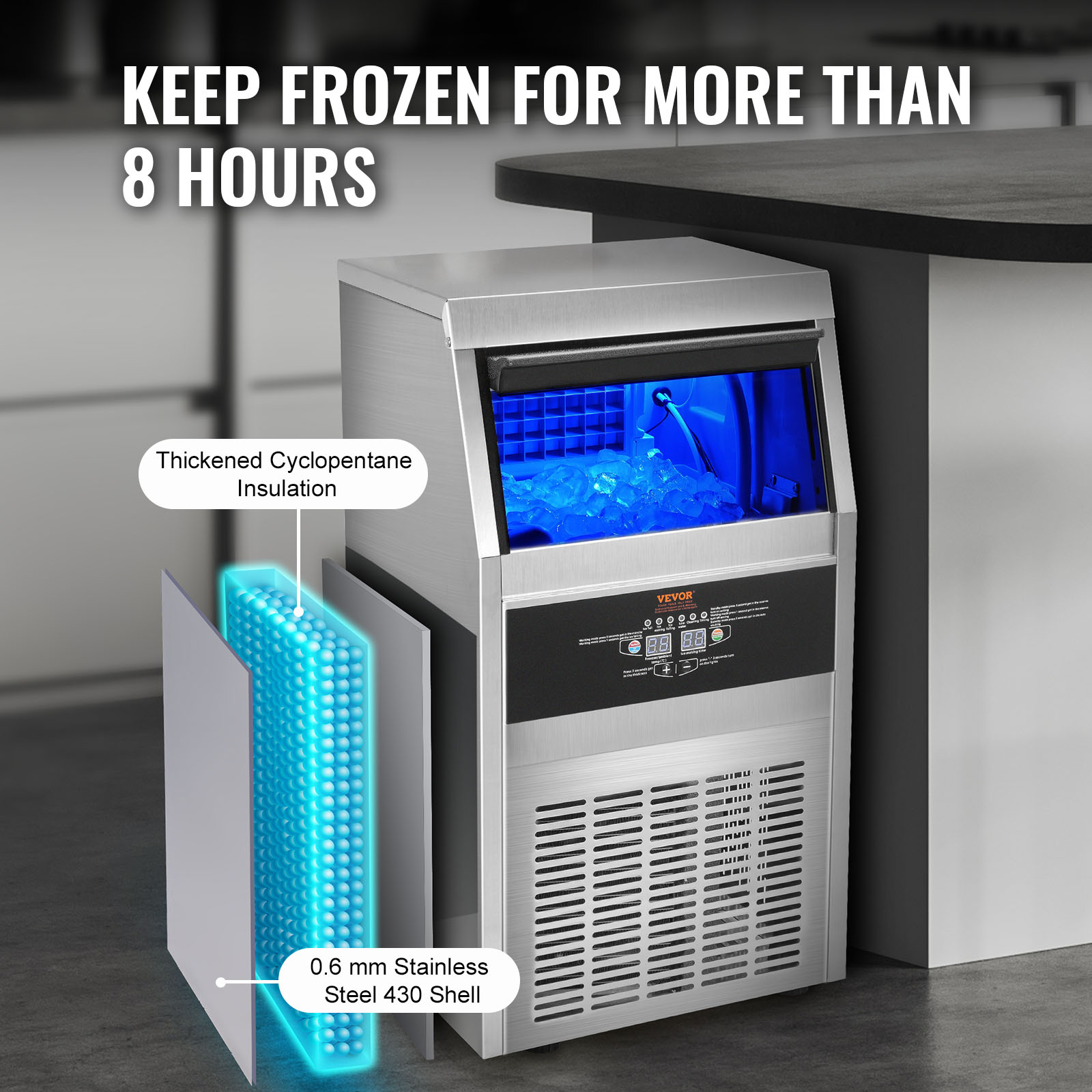 80-150LBS/24H Commercial Ice Maker Built-in Ice Cube Machine 33LBS ...
