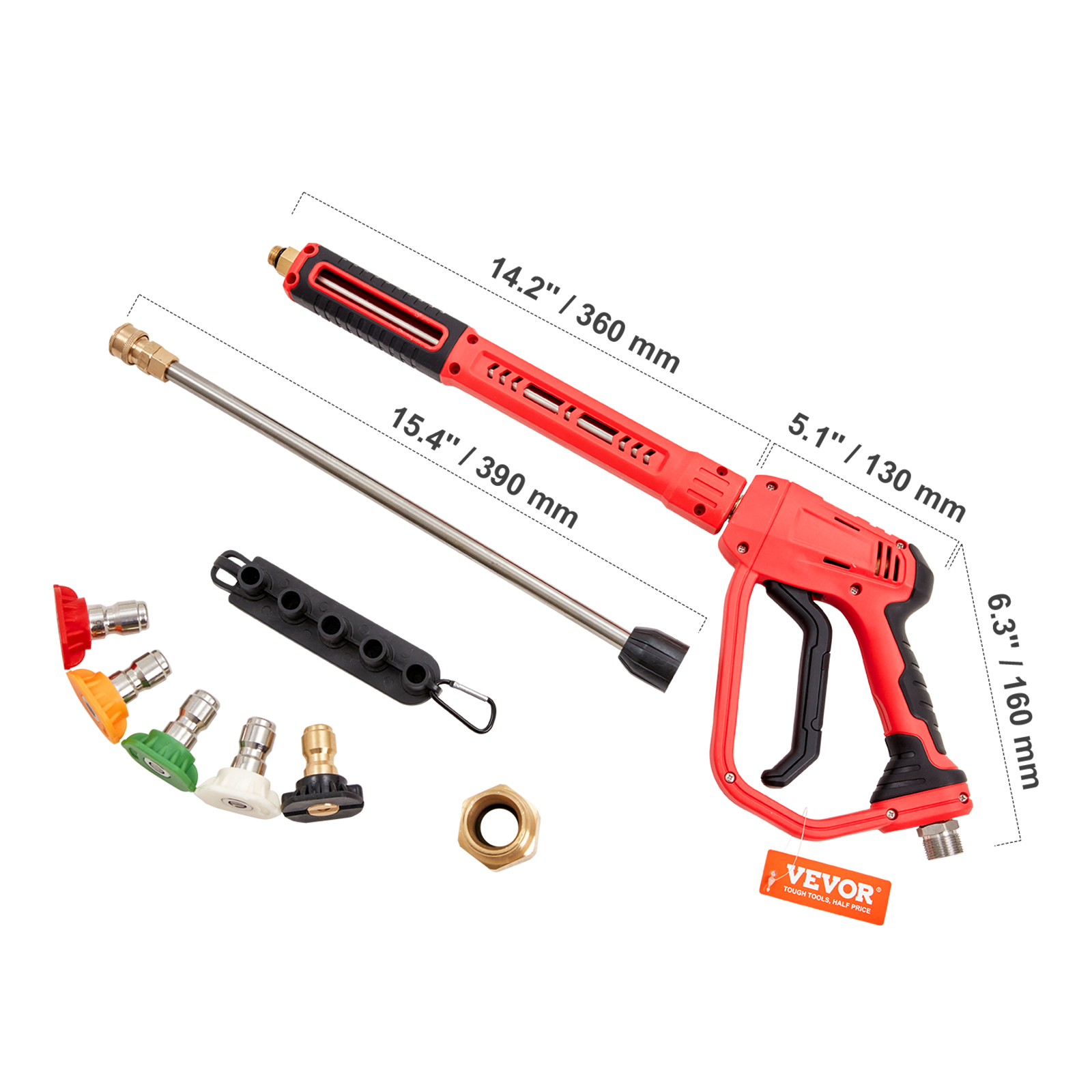 VEVOR Pistolet de nettoyeur haute pression, 4000 PSI, lavage electrique rallonge de rechange ...