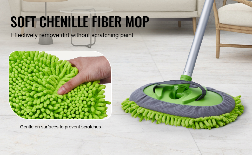 Car Wash Brush 62-Inch Car Washing Brush with Soft Chenille Fiber Mop Mitt | VEVOR US