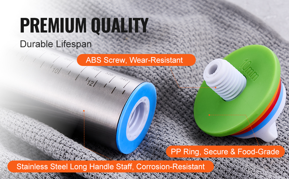 Adjustable Rolling Pin Stainless Steel with Thickness Rings and Baking ...