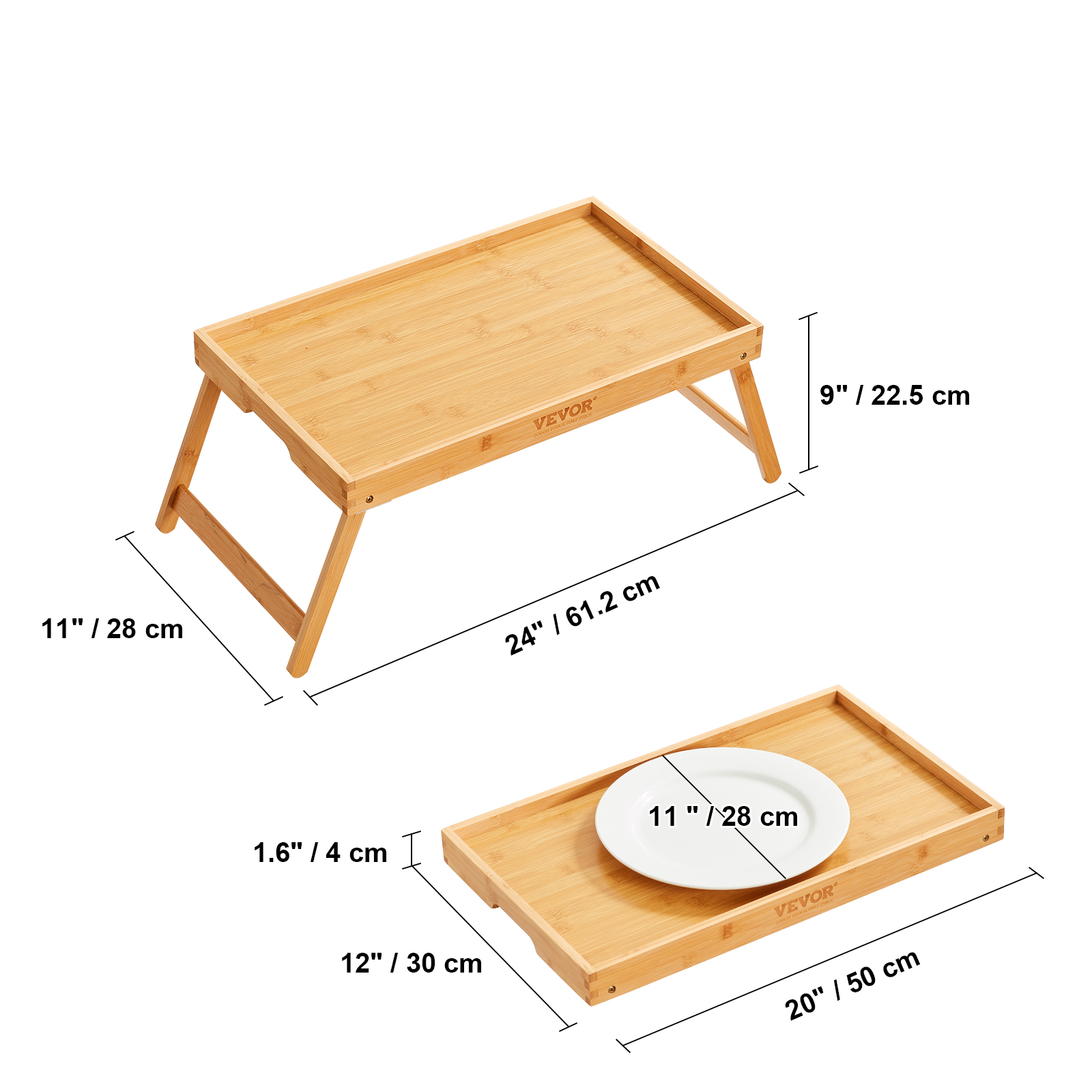 VEVOR Plateau de Lit pour Petit-Dejeuner Plateau de Service sur Pieds ...