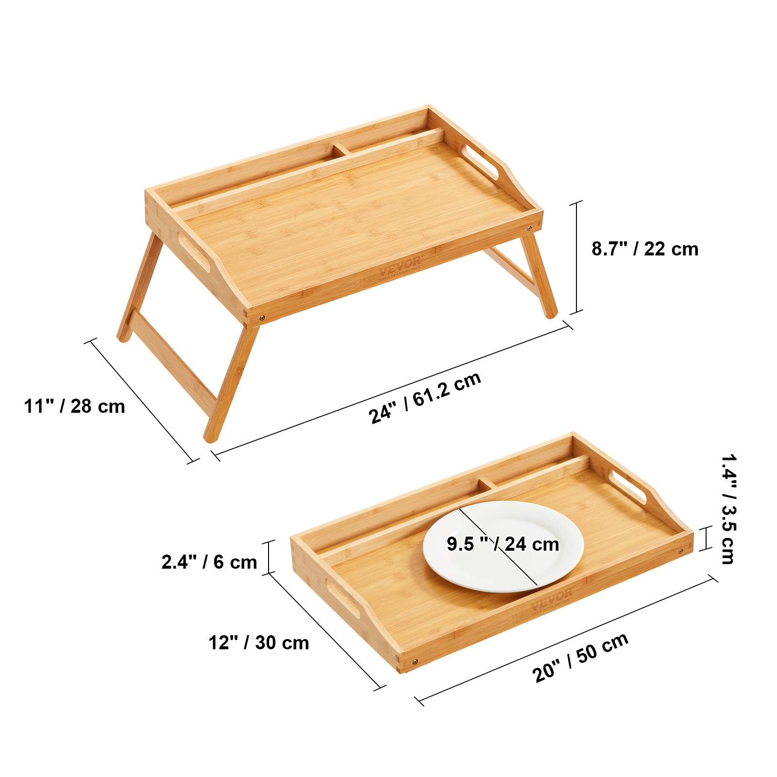 VEVOR Plateau de Lit pour Petit-Dejeuner Plateau de Service sur Pieds ...