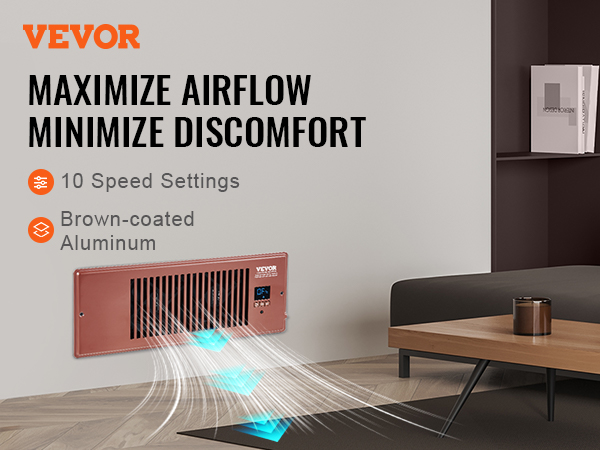 VEVOR Register Booster Fan, Quiet Vent Booster Fan Fits 4” x 12 ...