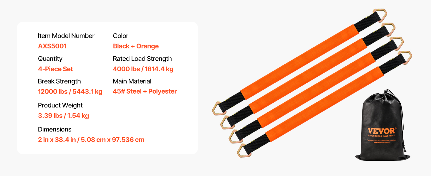 Axle Straps Axle Tie Down Straps D Ring 2 in x 3.2 ft for Trailer Truck ...