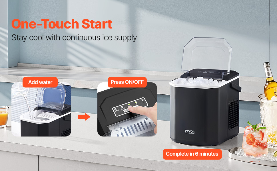 VEVOR Portable Countertop Ice Maker 26Lbs/24H Self-Cleaning with Scoop ...