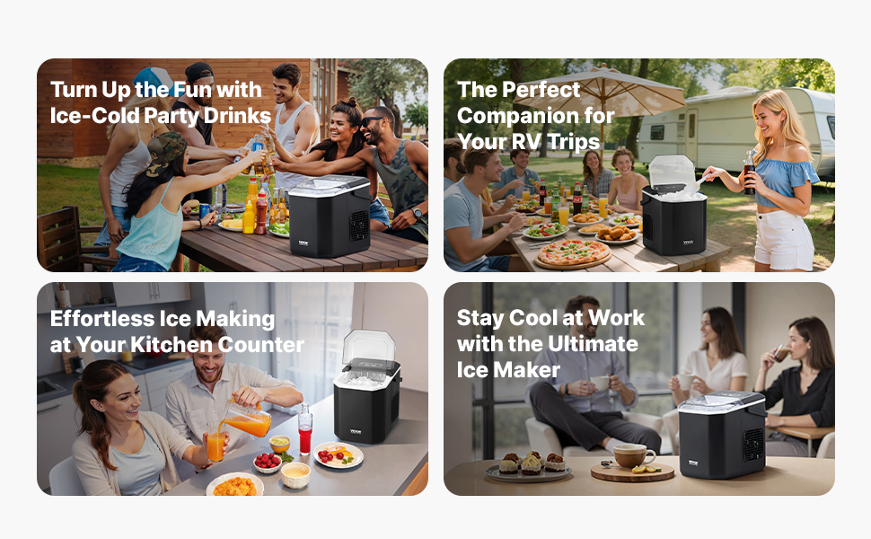 Portable Countertop Ice Maker 26Lbs/24H Self-Cleaning with Scoop Basket ...