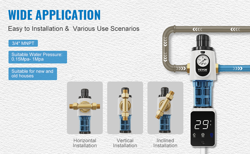 VEVOR Spin Down Filter, 40 Micron Whole House Sediment Filter for Well ...