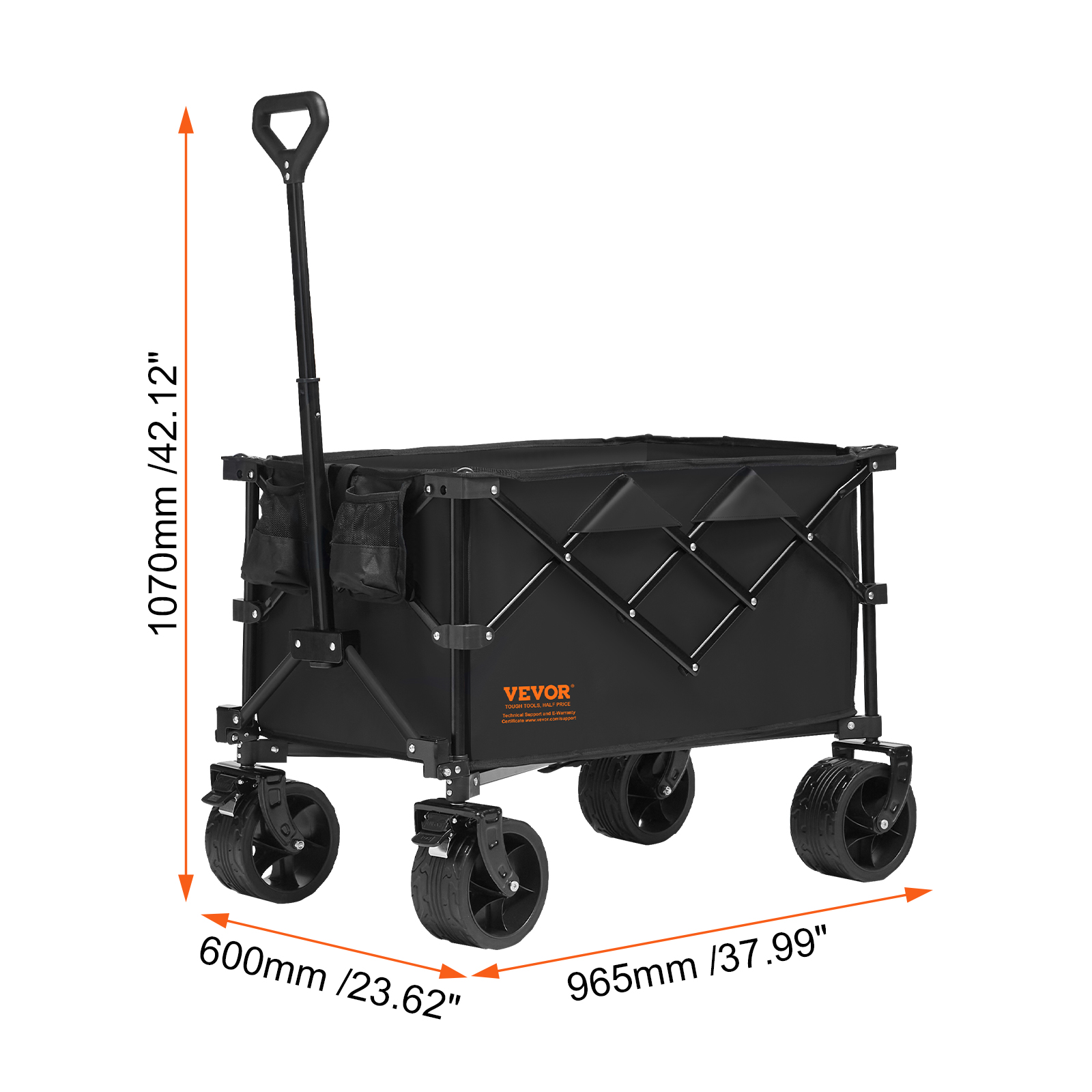 VEVOR Collapsible Folding Wagon, 220 L Beach Wagon Cart with All ...