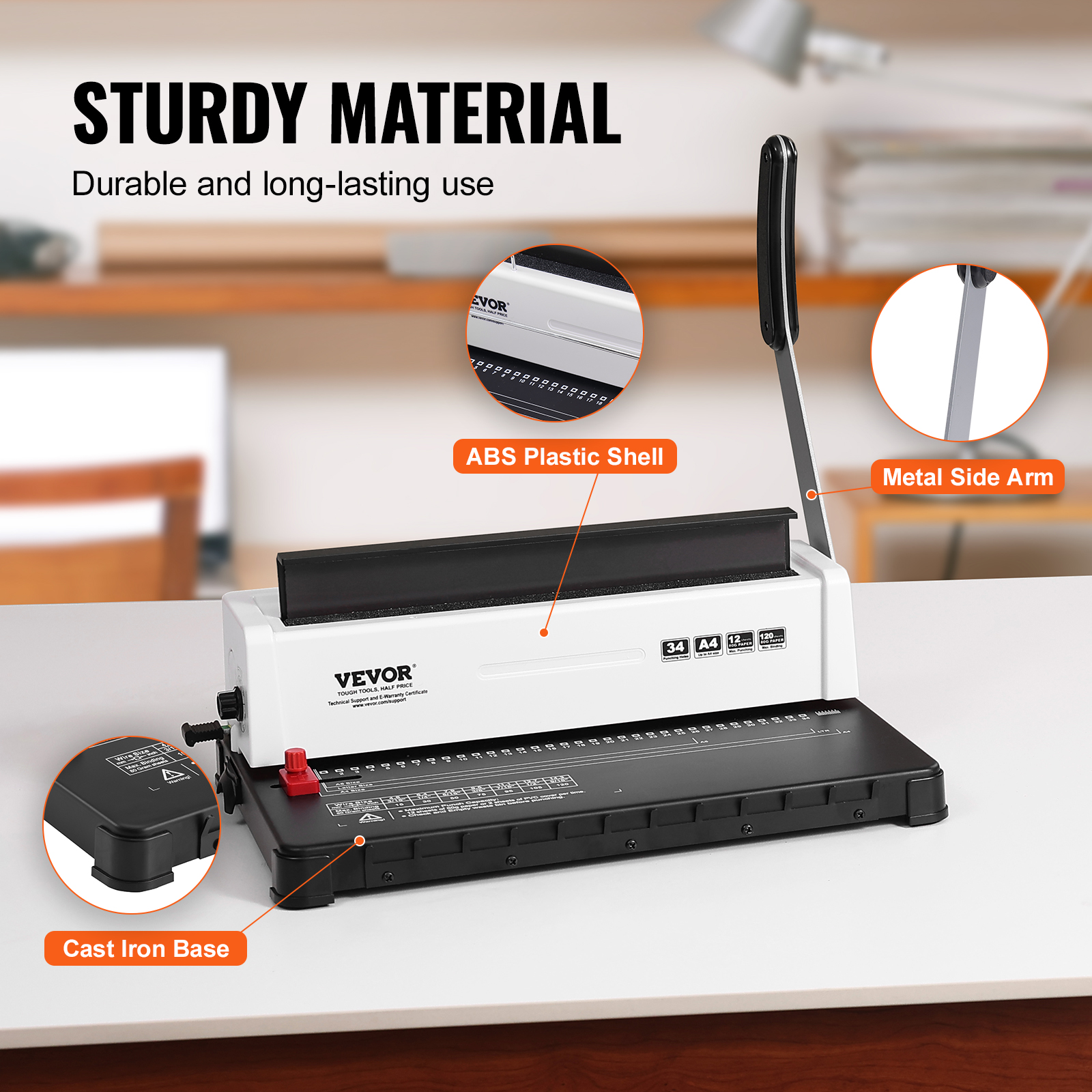 VEVOR Coil Spiral Binding Machine Manual Book Maker 34/21/46 Holes Letter | eBay