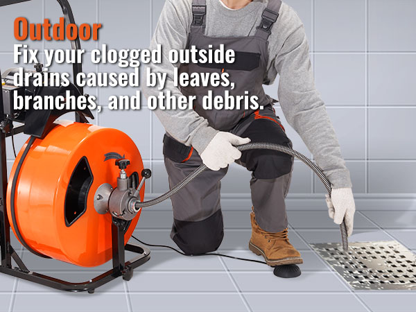 VEVOR Drain Cleaning Machine 100FT x 3/4 Inch, Sewer Snake Machine Auto ...