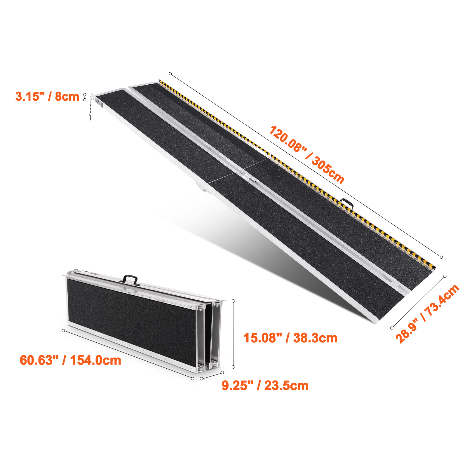 VEVOR Portable Wheelchair Ramp, 10 ft 800 lbs Capacity, Non-Slip ...