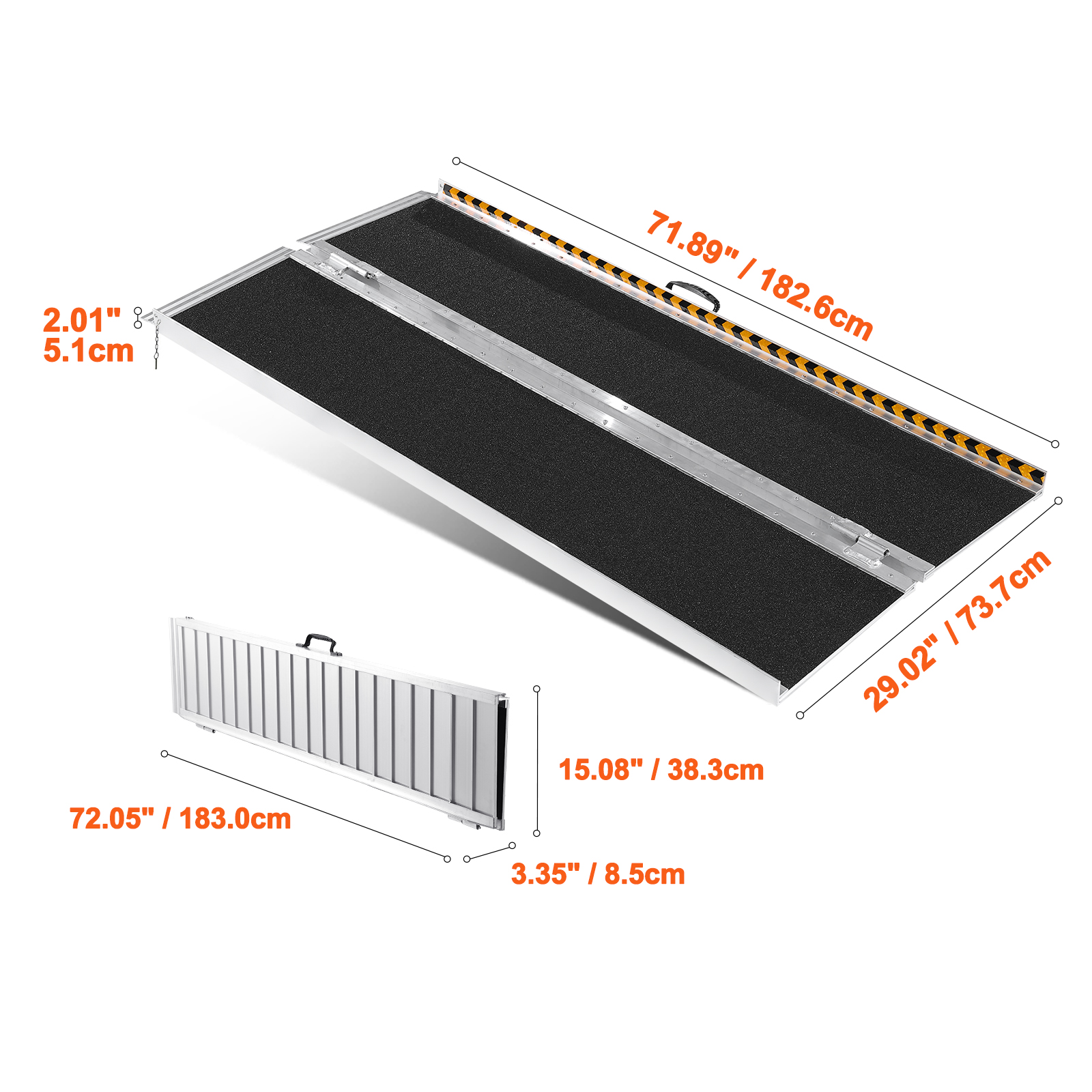 Mophorn Portable Wheelchair Ramp, 6 ft 800 lbs Capacity, Non-Slip ...