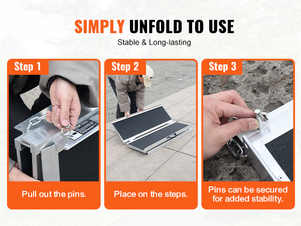 VEVOR Portable Wheelchair Ramp, 7 ft 800 lbs Capacity, Non-Slip ...