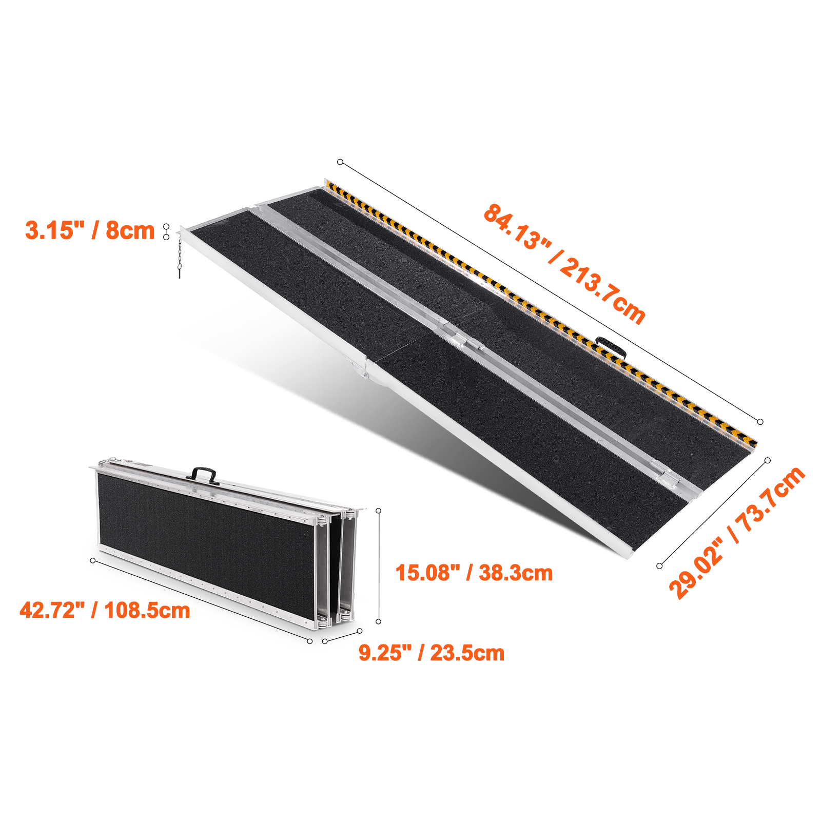 VEVOR Portable Wheelchair Ramp, 7 ft 800 lbs Capacity, Non-Slip ...