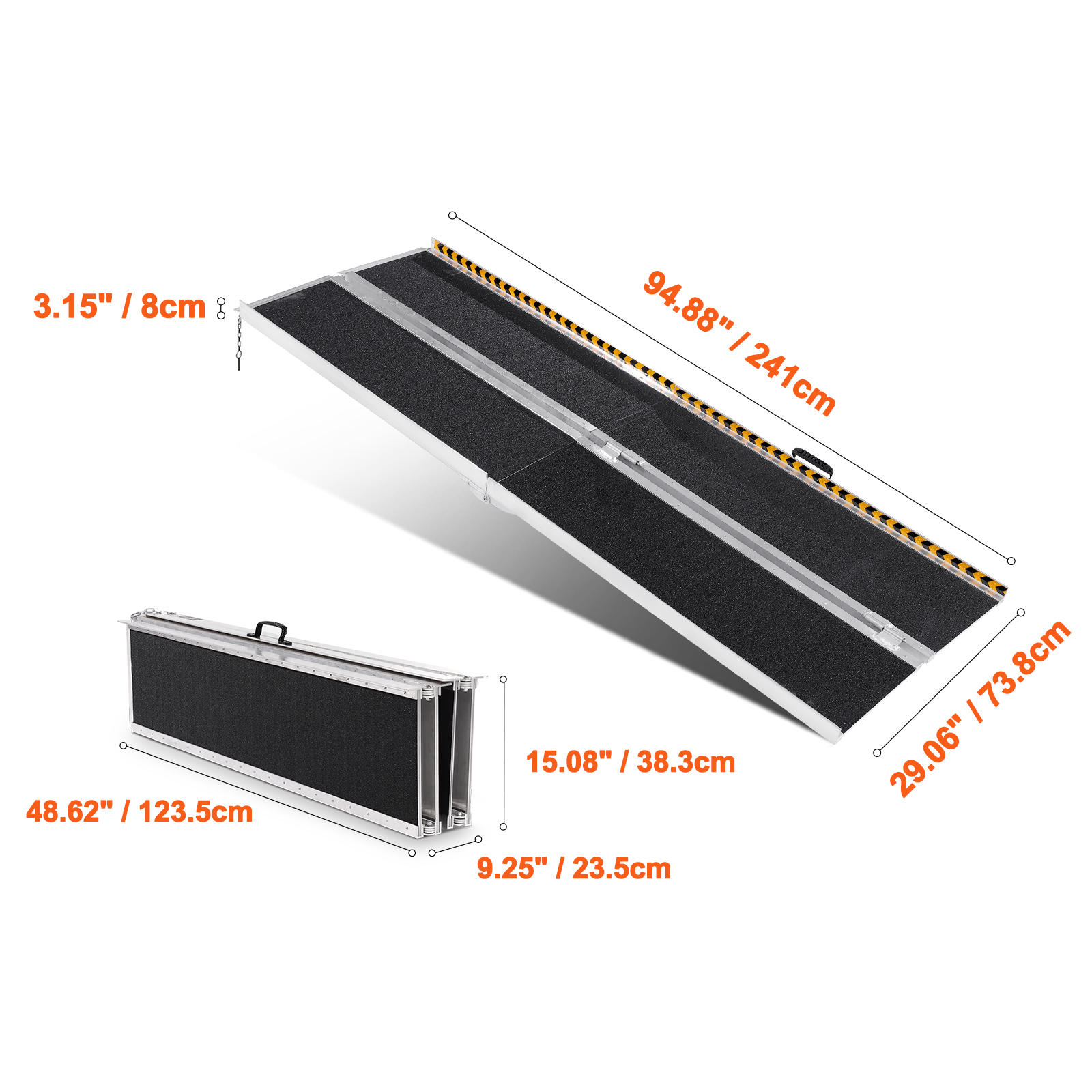 Mophorn Portable Wheelchair Ramp, 8 ft 800 lbs Capacity, Non-Slip ...