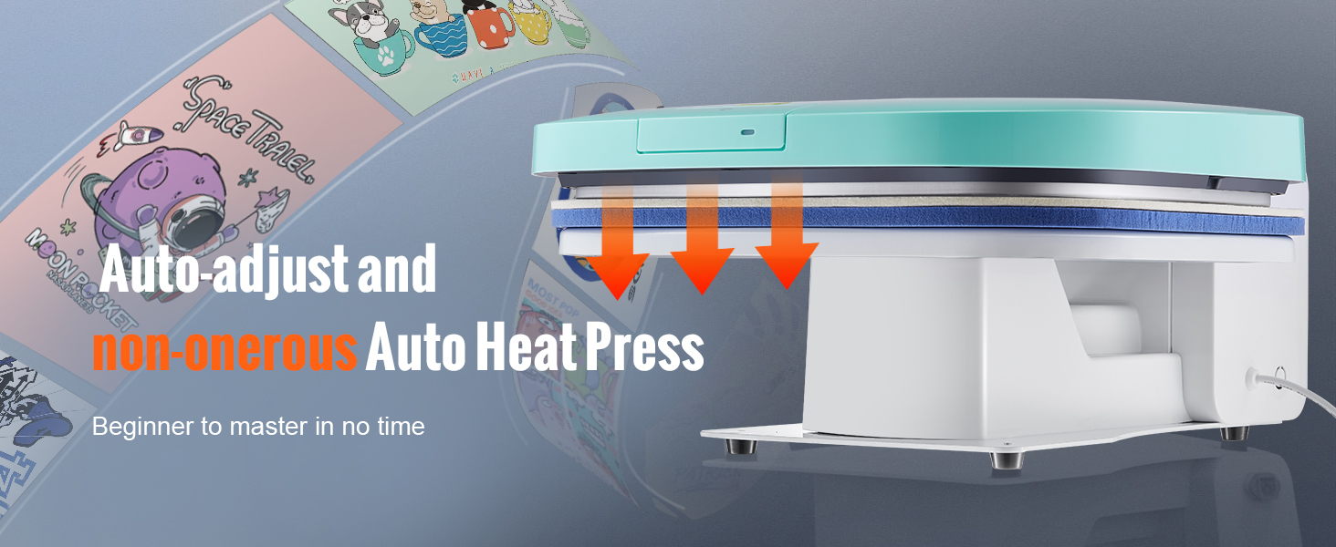 VEVOR Auto Heat Press, Smart Heat Press Machine for T-Shirts, Knob ...