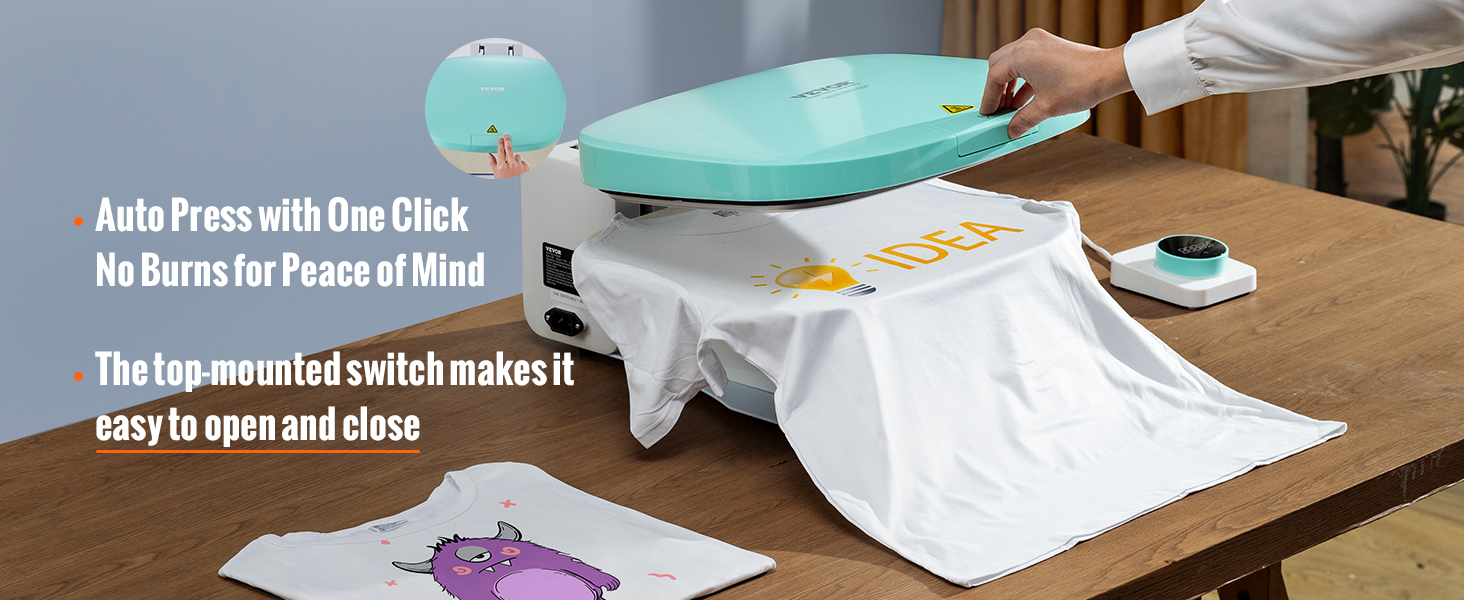 VEVOR Auto Heat Press, Smart Heat Press Machine for T-Shirts, Knob ...